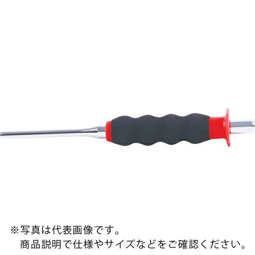 特長：ハンドル付の為、握りやすさの向上と疲労軽減につながります。テーパーピン、スプリングピンの抜き作業に最適です。仕様：全長(mm)：220幅(mm)：12先端径(mm)：8先端硬度：HRC56±2八角胴タイプ先端硬度：HRC50±2(TP...