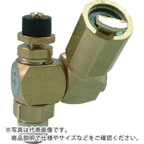 特長：取り出し口が3次元方向に動きます。流量調整がスムーズに行えます。用具不要のワンタッチ着脱です。タッチコネクターを内臓しています。ボディが金属製で衝撃に強い構造になっています。用途：各種エア配管仕様：接続口径：R1/8適合チューブ外径D...