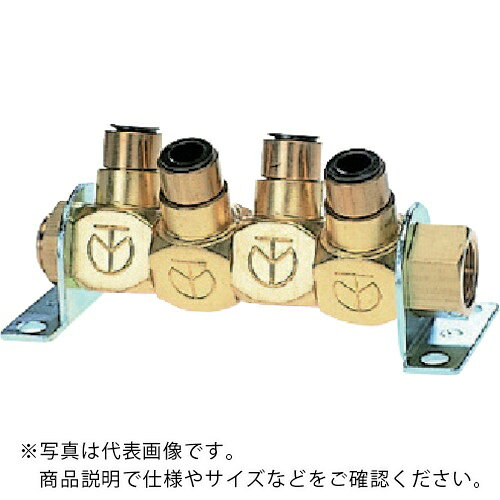 特長：一箇所の配管口より複数の配管口が取り出せます。取り出し口は方向を自由に変える事が出来、固定も出来ます。取り出し口にタッチコネクターフジを内蔵しています。用途：各種エア配管に。回路分岐に。仕様：ネジサイズRc3/8適用チューブ(mm)：...
