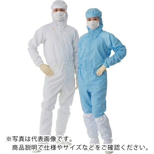 特長：医薬品・化粧品・食品などの微生物制御を必要とする、バイオクリーンルーム向けのフード一体ツナギ服です。オートクレーブ滅菌処理を施せます。ウエストはひも調節式のため、着用する人の体型に合ったサイズ調節が可能です。衿部分にはステンレス製ホッ...