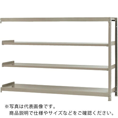 特長：ボルトレスで組立が簡単しかも1段／耐荷重が150kgで連結での増設可能なラックです。仕様：間口(mm)：1800奥行(mm)：300高さ(mm)：1200色：アイボリー棚段数(段)：4均等積載量(kg/段)：150最大積載量(kg/台...