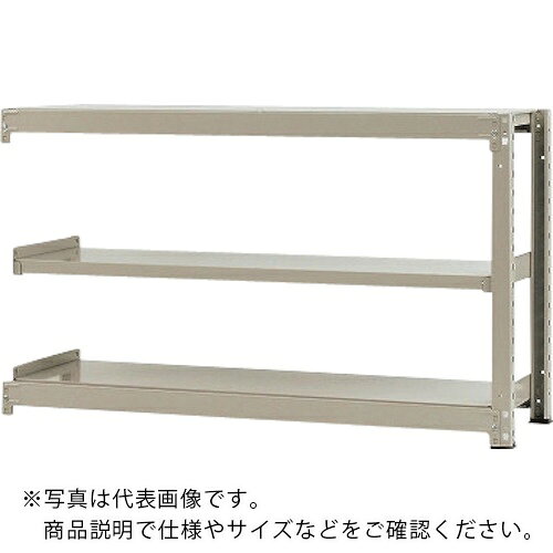特長：ボルトレスで組立が簡単しかも1段／耐荷重が500kgで連結での増設可能なラックです。仕様：間口(mm)：1500奥行(mm)：600高さ(mm)：900色：ニューアイボリ—棚段数(段)：3均等積載量(kg/段)：500最大積載量(kg...