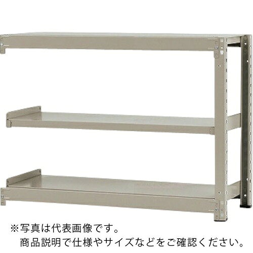 特長：ボルトレスで組立が簡単しかも1段／耐荷重が300kgで連結での増設可能なラックです。仕様：間口(mm)：1200奥行(mm)：600高さ(mm)：900色：ニューアイボリ—棚段数(段)：3均等積載量(kg/段)：300最大積載量(kg...