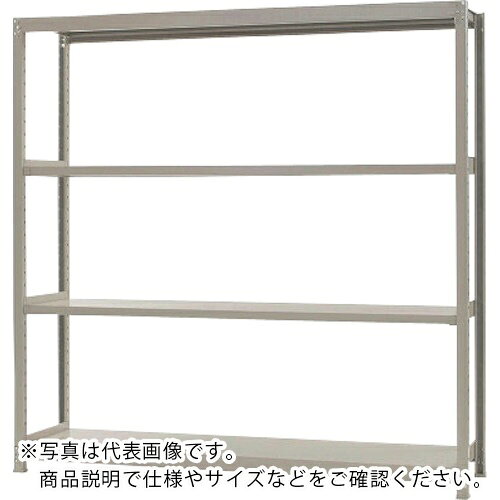 特長：ボルトレスで組立が簡単しかも1段／耐荷重が150kgで連結での増設可能なラックです。仕様：間口(mm)：1800奥行(mm)：300高さ(mm)：1800色：アイボリー棚段数(段)：4均等積載量(kg/段)：150最大積載量(kg/台...
