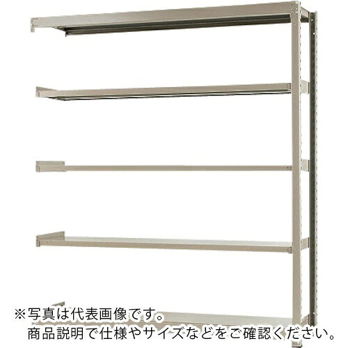 特長：ボルトレスで組立が簡単しかも1段／耐荷重が500kgで連結での増設可能なラックです。仕様：間口(mm)：1800奥行(mm)：900高さ(mm)：2100色：ニューアイボリ—棚段数(段)：5均等積載量(kg/段)：500最大積載量(k...