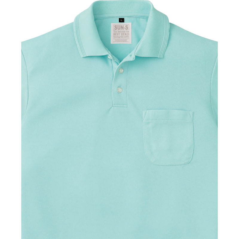 特長：・吸汗・速乾性に優れいつもサラサラ・制電機能も兼ね備えた環境にやさしいエコロジーポロシャツ仕様：・サイズ：M・着丈：70・肩巾：48・袖丈：23・胸囲：106・カラー：パステルグリーン材質／仕上：裏綿:ポリエステル90%(再生ポリエス...