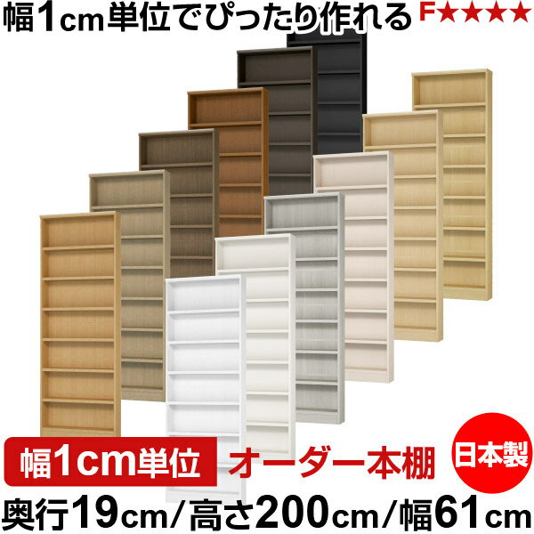 固定棚のない全棚板可動のフルオープン構造 本棚 CD，DVD，コミックの大量収納に最適　棚板は耐荷重性に優れたタフタイプ　当店独自の全棚板移動1.5cmピッチと幅木カットが選べます　低ホルムアルデヒド　F★★★★サイズ奥行19cm×高さ20...