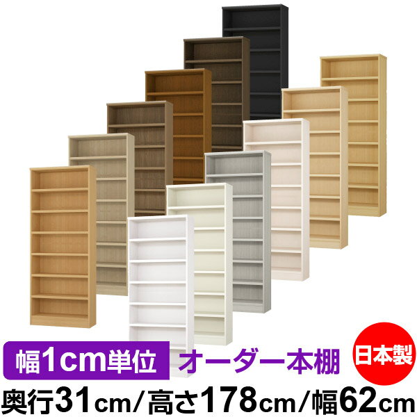 固定棚のない全棚板可動のフルオープン構造 本棚 A4ファイル、雑誌、書籍の大量収納に最適　棚板は耐荷重性に優れたタフタイプ　当店独自の全棚板移動1.5cmピッチと幅木カットが選べます　低ホルムアルデヒド　F★★★★サイズ奥行31cm×高さ1...