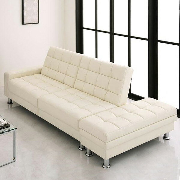 -商品情報 - おしゃれなキルティング加工が、デザイナーズソファのような雰囲気を醸し出すマルチソファベッド。背もたれは左右別々にリクライニングするなど、使いやすさも抜群。収納付きのスツールのレイアウトを変更すれば、様々なライフスタイルに適応...