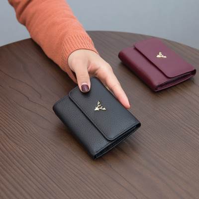 list10017三つ折り 財布 コンパクト レトロ ヨーロピアン レディース シンプル ソフト レザーデイリーにはもちろん、パーティーシーンにも大活躍のアイテムです4色 黒　ワインレッド ピンク 緑牛革サイズ11＊9*2 cm 《商品につ...