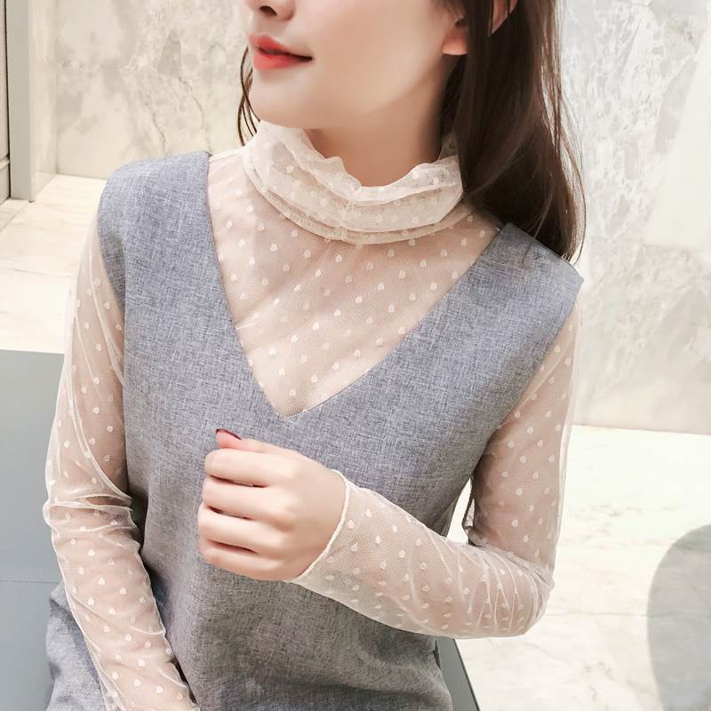 list1114透け感のあるレースシャツブラウス♪女性らしい印象を与える清楚で上品なデザイン《カラー》ホワイト　ベージュ　ブラック《サイズ》FREE《サイズ(cm)》肩幅 37 / 袖丈 58 / 着丈 55 《商品について》 ※当ショップ...