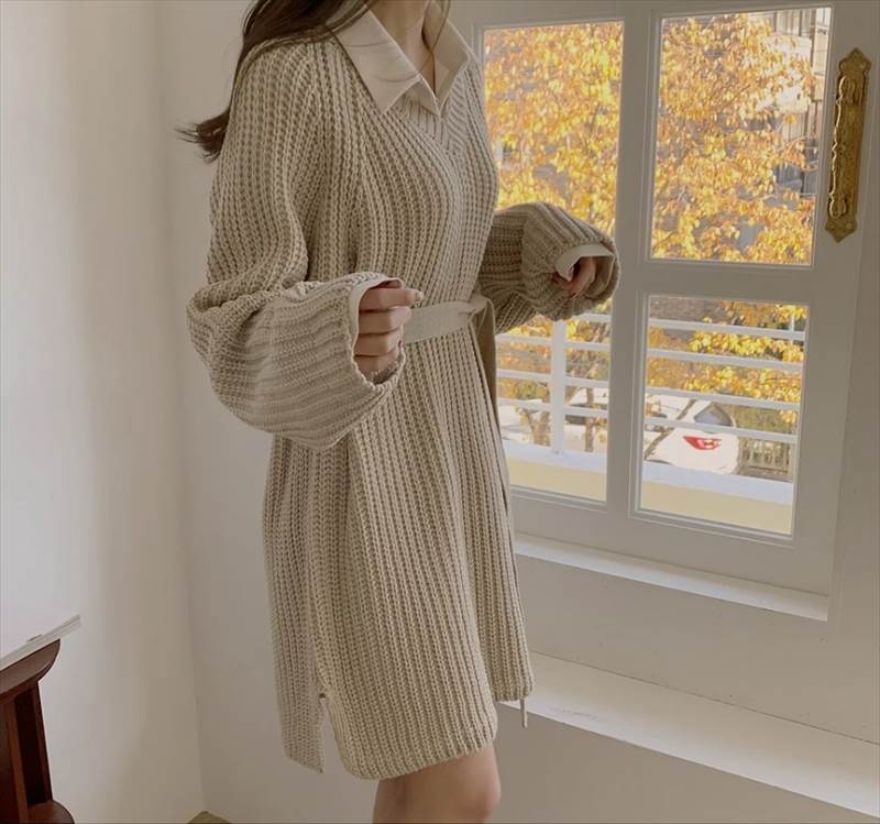 ロングシャツとロングニットのツーピースセット着るだけでコーデが決まる楽ちんアイテム重ね着するのはもちろん、それぞれのアイテムを別々で着ることもできて便利！色展開 ベージュサイズ S M L XLサイズ(cm)S /着丈 82 /バスト 10...