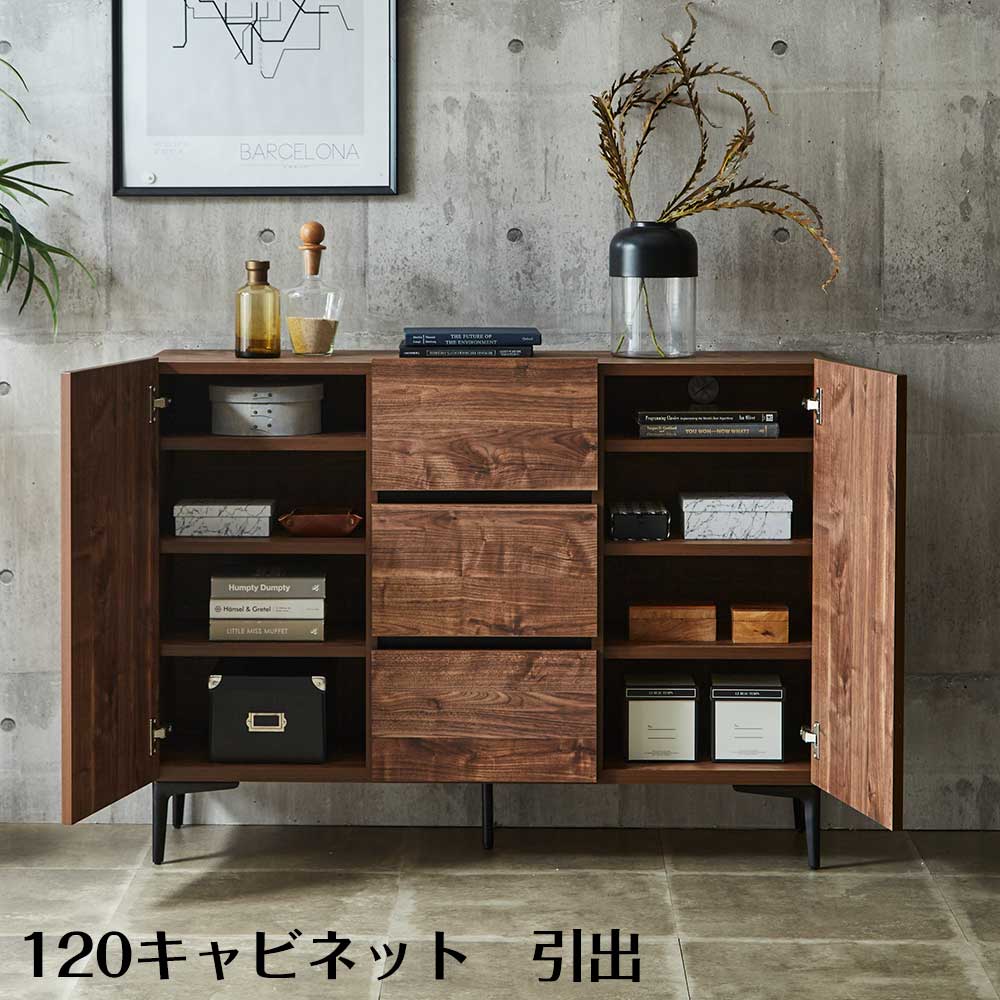 サイズ W 119.3cm x D 34.7cm x H 89cm (本体74cm / 脚15cm)重量：40KG 材質 表面材：強化紙仕上げ扉：ソフトクローズ仕様引出：フルオープンレール仕様(引出内部・ホワイトラッピング仕様)脚部：スチー...