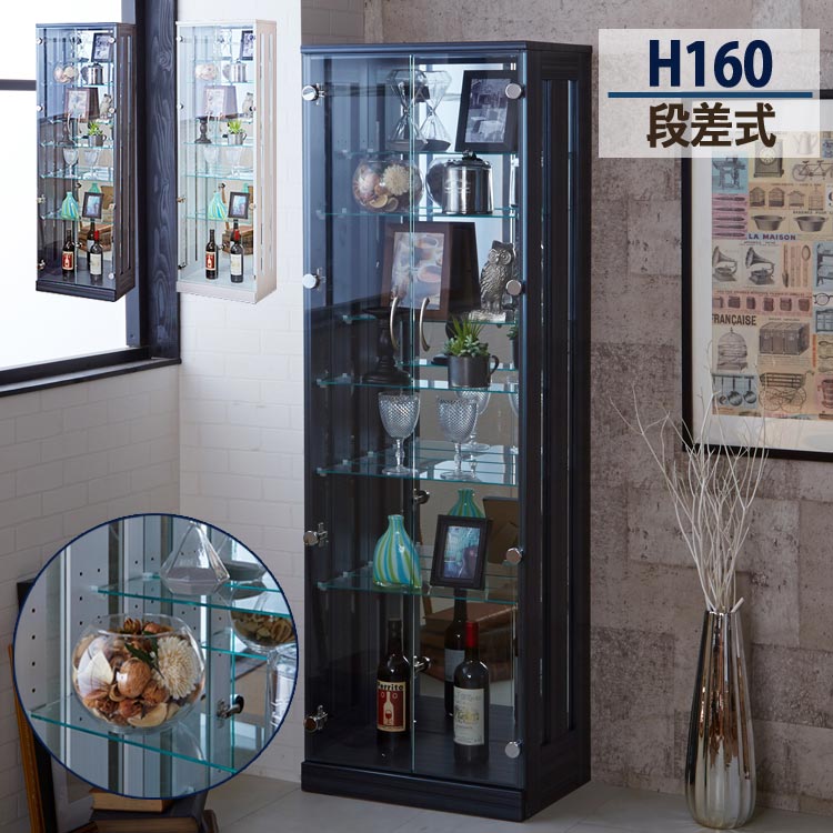 商品名 コレクションケース 完成品 段差式 ハイタイプ （ led 別途） サイズ ・本体：幅50cm×奥行32cm×高さ160cm ・内寸：幅46cm×奥行26cm×高さ150cm ・ガラスサイズ：幅45.5cm×奥行11.1cm×厚さ4...