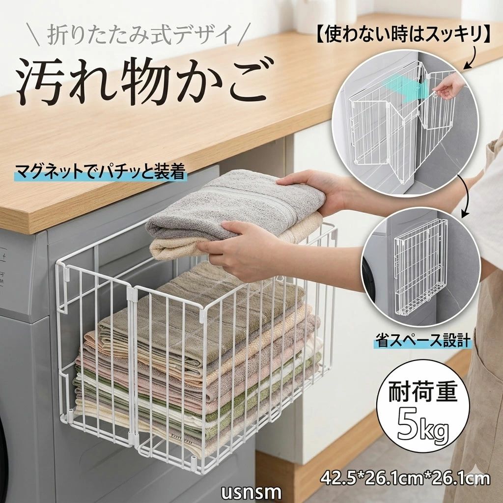 ?【マグネットで簡単取り付け】 強力マグネット付きで、洗濯機やスチール壁面にピタッと簡単装着！工具不要で、女性でも簡単に設置できます。 ?【折りたたみ式デザイン】 使わないときはサッと折りたためて省スペース。洗面所やランドリールームの限られ...