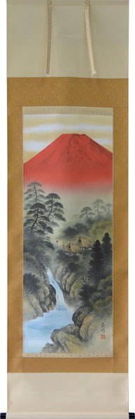 　■　商品詳細　■ 【商品構図】 掛け軸　赤富士山水 【サイズ】 幅54.5cm×丈189.5cm前後（尺五立） 【仕様】 新絹本　軸先木製　桐箱付　特殊工芸品 ギフト対応について 【即日出荷可能商品】15:00までのご注文でお支払い確認が...