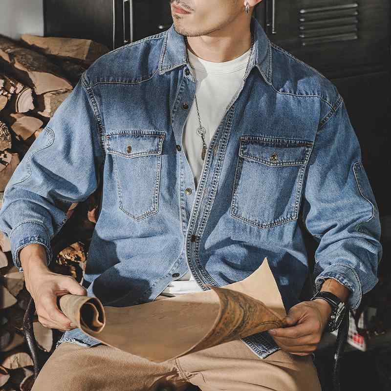 ・カテゴリ: シャツ・主な素材: 綿・生地: コーマ綿・機能: ノーアイロン・スタイル: 和風レトロ、カジュアル・デザイン: 開襟・フィット: ルーズ・ネックライン: 襟付き・袖丈: 長袖・柄: 無地・厚さ: 普通・詳細: ステッチ・対象:...