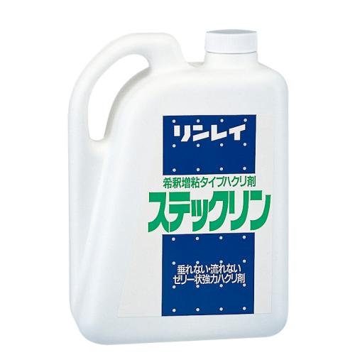 希釈増粘タイプ。ゼリー状強力はく離剤です。希釈するとゼリー状になり什器下等に流れ込んだりせず、幅木や階段の蹴込み部分のはく離に最適です。