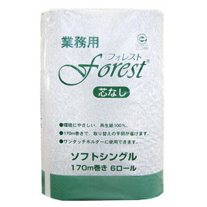 通常のホルダーでお使いいただけます。 紙芯がないので最後までお使いいただけ、ゴミが出ません 材質　　　再生紙100% サイズ　　107mm×170m（シングル） 入数　　　6ロール　