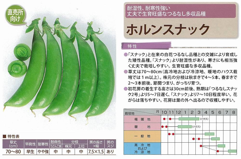耐湿性、耐寒性強い丈夫で生育旺盛なつるなし多収品種【特性】●「スナック」と在来の白花つるなし品種との交雑により育成した矮性品種。 「スナック」より耐湿性があり、寒さにも相当強く丈夫で栽培しやすい。 生育旺盛な多収品種。●草丈は70〜80cm...