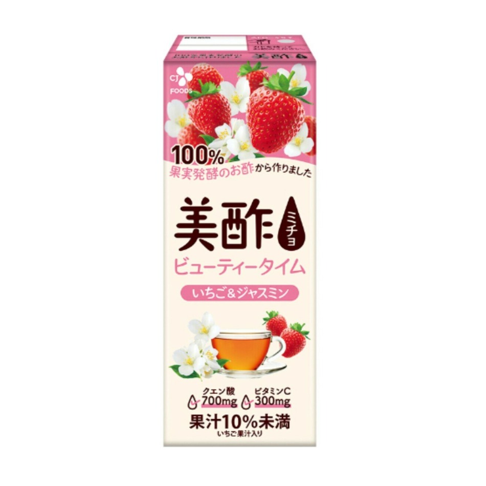 【商品の特徴】100％果実発酵酢を利用した飲むお酢（ストレートタイプ） / 1パック200mlが24パック入っております。 / いちごの甘みとほんのり香るジャスミンティー / ランチのお供に、外出先でもお手軽に飲むお酢、美酢（...