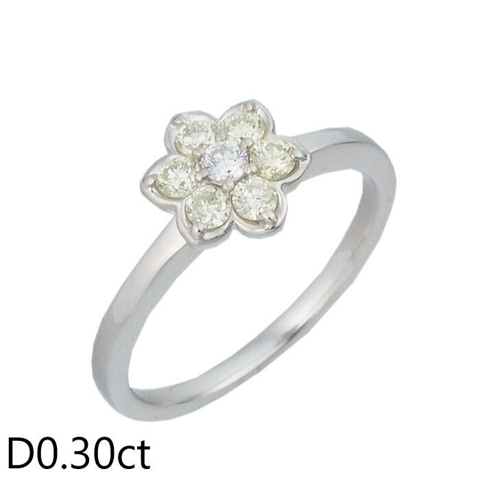 　—　商品詳細　—■ こちらの商品は質屋出品ですので、鑑定済みの本物の商品となります。詳しくは下記注意事項をご参照ください。詳細：ノーブランド ダイヤモンド/0.30ct K18WG ホワイトゴールド フラワー デザイン リング 12号 仕...