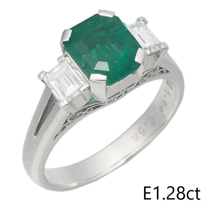 　—　商品詳細　—■ こちらの商品は質屋出品ですので、鑑定済みの本物の商品となります。詳しくは下記注意事項をご参照ください。詳細：ノーブランド エメラルド/1.28ct ダイヤ/0.54ct Pt900 デザイン リング 10号 鑑別カード...