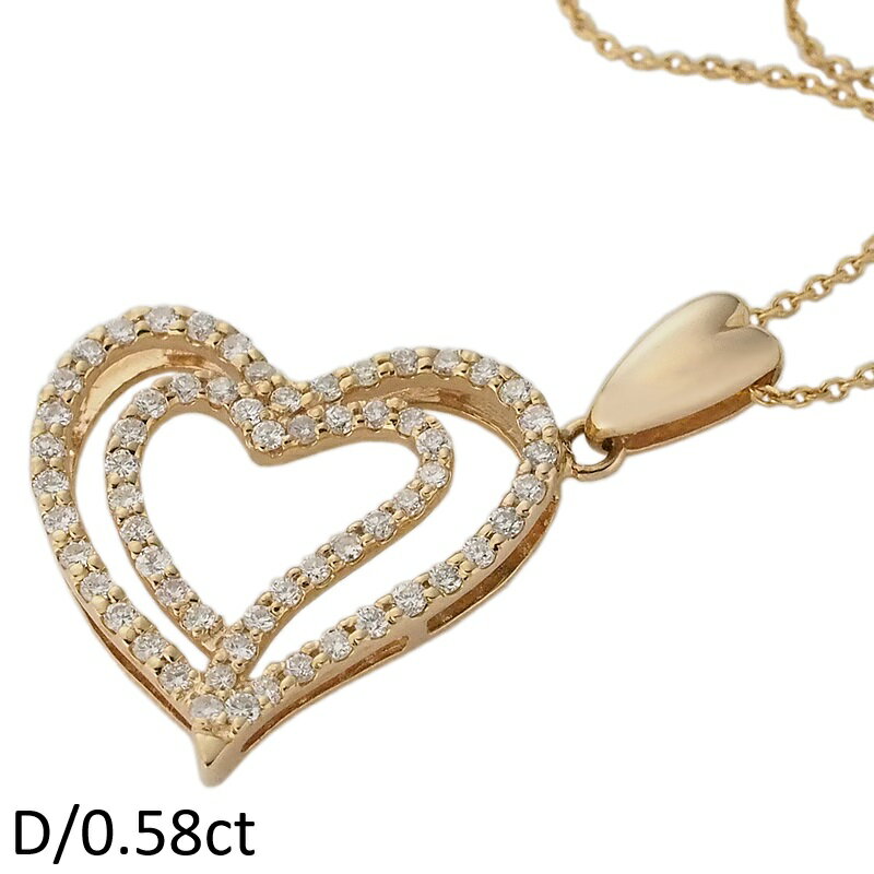 　—　商品詳細　—■ こちらの商品は質屋出品ですので、鑑定済みの本物の商品となります。詳しくは下記注意事項をご参照ください。詳細：ノーブランド ダイヤモンド/0.58ct K18PG ハート デザイン ネックレス 仕上済チェーンサイズ：全長...