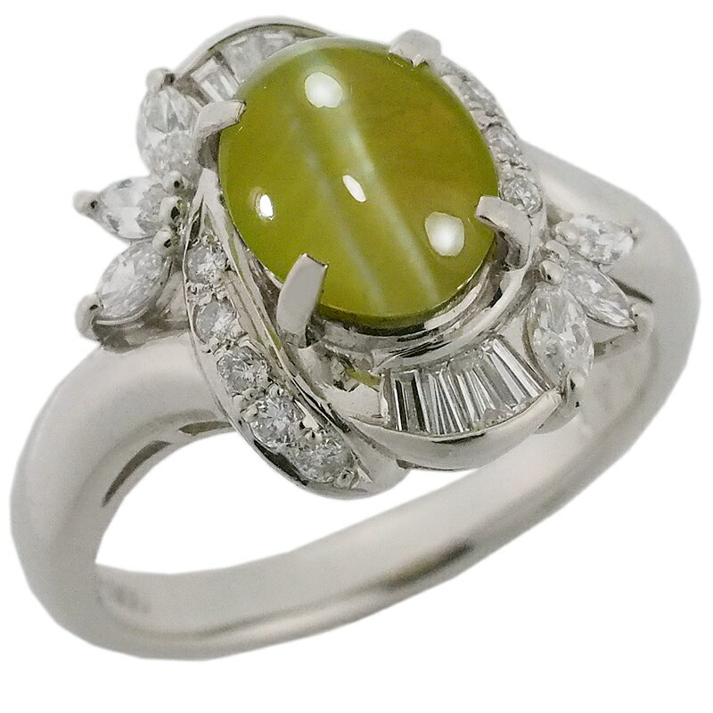 　—　商品詳細　—■ こちらの商品は質屋出品ですので、鑑定済みの本物の商品となります。詳しくは下記注意事項をご参照ください。詳細：ノーブランド クリソベリル キャッツアイ/2.08ct ダイヤ/0.47ct Pt900 デザイン リング 1...