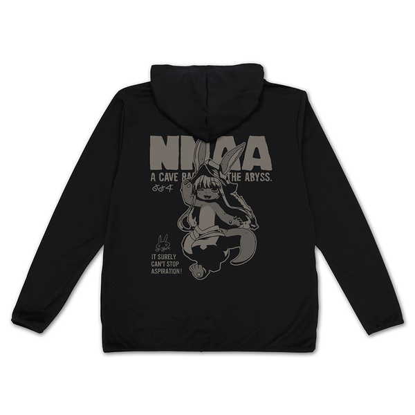 ＜商品名＞メイドインアビス 烈日の黄金郷 薄手ドライパーカー ナナチの「んなぁ〜」 BLACK-M＜商品内容＞「メイドインアビス 烈日の黄金郷」より、薄手ドライパーカーが登場！薄く軽いので、気軽に羽織れる。吸水速乾＆紫外線防止効果も！・軽量...