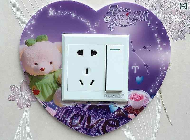 スイッチカバー 部屋 コンセント 壁 装飾 フレーム インテリア 雑貨 プラスチック 取り外し 簡単 洗える 耐油 ピンク 青 黄色 くま 花 ハート 長方形 中国 チャイナ風 リビング 寝室 玄関 かわいい