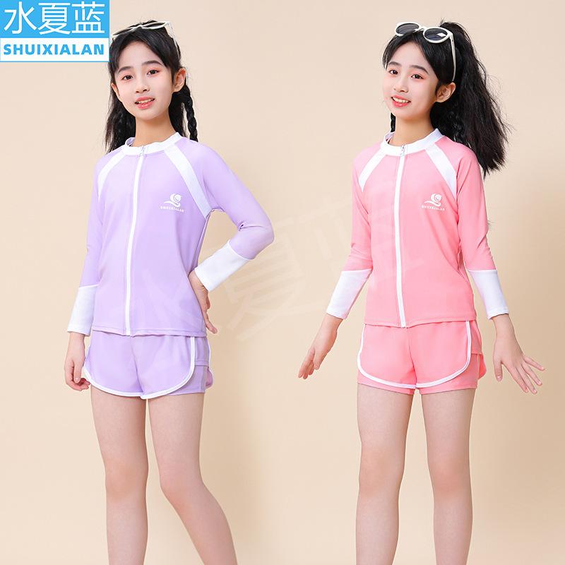 ・対象年齢: 4～17歳・性別: 女の子・スタイル: 韓国風・主な素材: ポリエステル88%・重量: 約260g・裏地素材: スパンデックス12%・適用シーン: ランニング、フィットネス、水泳・カラー展開: パープル、ピンク・サイズ展開: ...