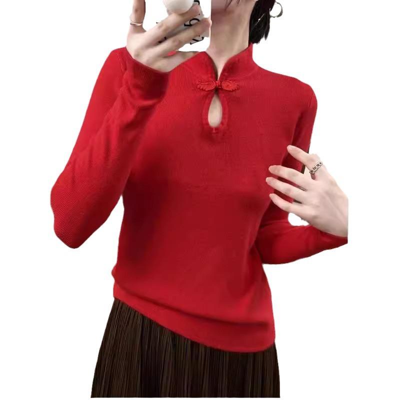 ・カテゴリ: セーター・スタイル: エレガント、知的・着方: プルオーバー・フィット感: スリム・ネックライン: スタンドカラー・袖丈: 長袖・袖のタイプ: レギュラー袖・着丈: レギュラー丈・柄: 無地・要素: チャイナボタン・厚さ: 中...