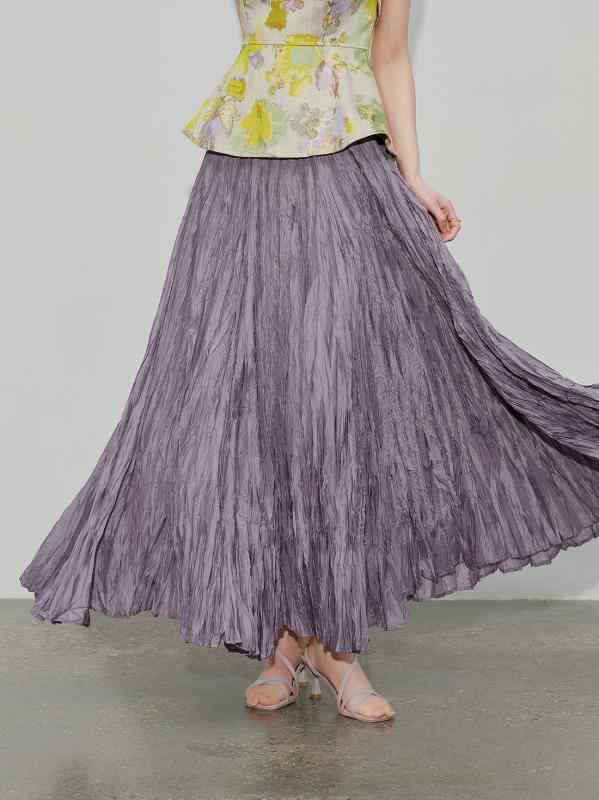 ・カテゴリ: スカート・スタイル: エレガントカジュアル・主な素材: ポリエステル・柄: 無地・加工: プリーツ加工・スカートタイプ: アシンメトリー・スカート丈: ロング・カラー展開: スモークパープル、ピンク・サイズ展開: フリーサイズ...