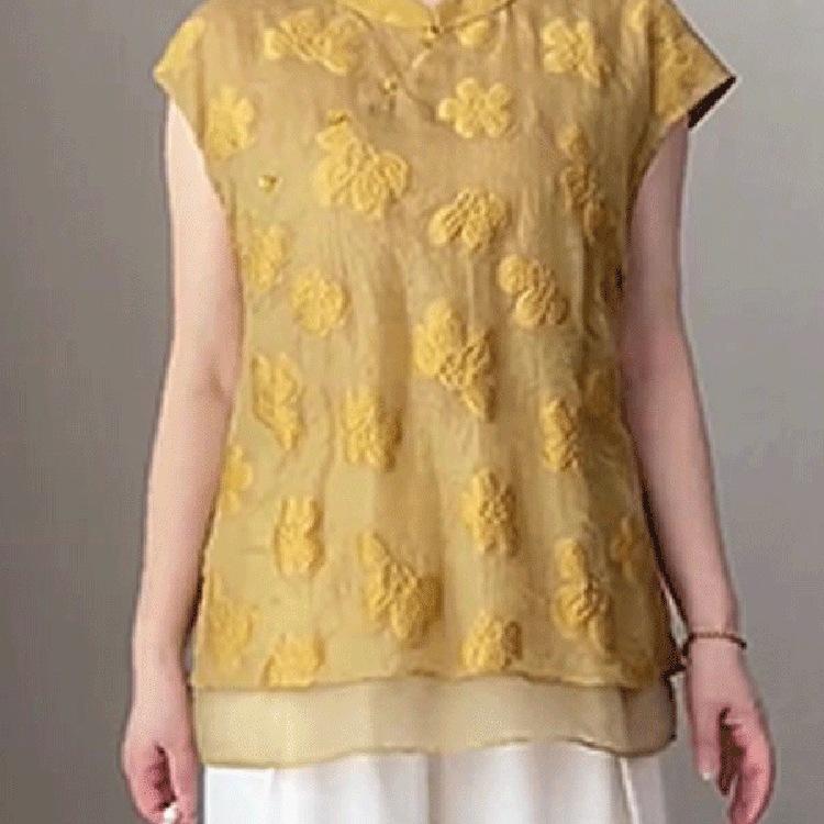 ・カテゴリ: シャツ・タイプ: ベーシック・スタイル: エレガント・主な素材: ポリエステル・主な素材混率: ポリエステル30%〜50%未満・柄: ジャカード織り・袖丈: 半袖・袖の形状: レギュラー・襟元: スタンドカラー・前立て: シン...