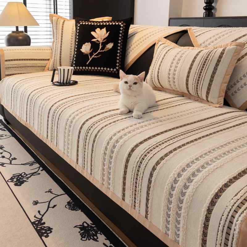 ・素材: シェニール・カテゴリ: ソファパッド・柄: ストライプ・カラー展開: ブラウン、グリーン、グレー・サイズ展開: 70cm×70cm, 70cm×90cm, 70cm×120cm, 70cm×150cm, 70cm×180cm, 7...