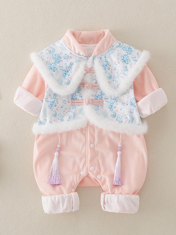 ・カテゴリ: ロンパース・スタイル: チャイニーズスタイル・主な素材: ポリエステル・袖丈: 長袖・厚さ: 普通・留め具: スナップボタン・性別: 女の子・対象年齢: 新生児（0～1歳、身長80cm以下）・カラー: ピンク・サイズ展開: 6...