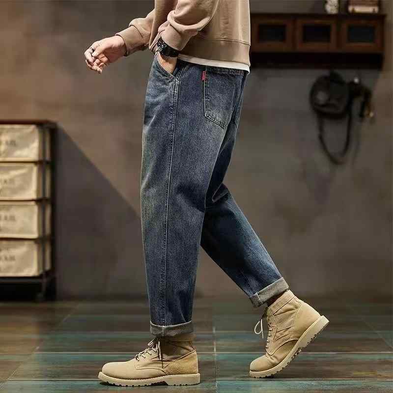 ・カテゴリ: デニムパンツ・スタイル: レトロ・: ベーシック・主な素材: コットン85%・生地: デニム・性別: メンズ・年齢層: 成人向け・ターゲット層: 若者向け・パンツスタイル: ルーズフィット・丈: 九分丈・ウエスト: ミドルウエ...