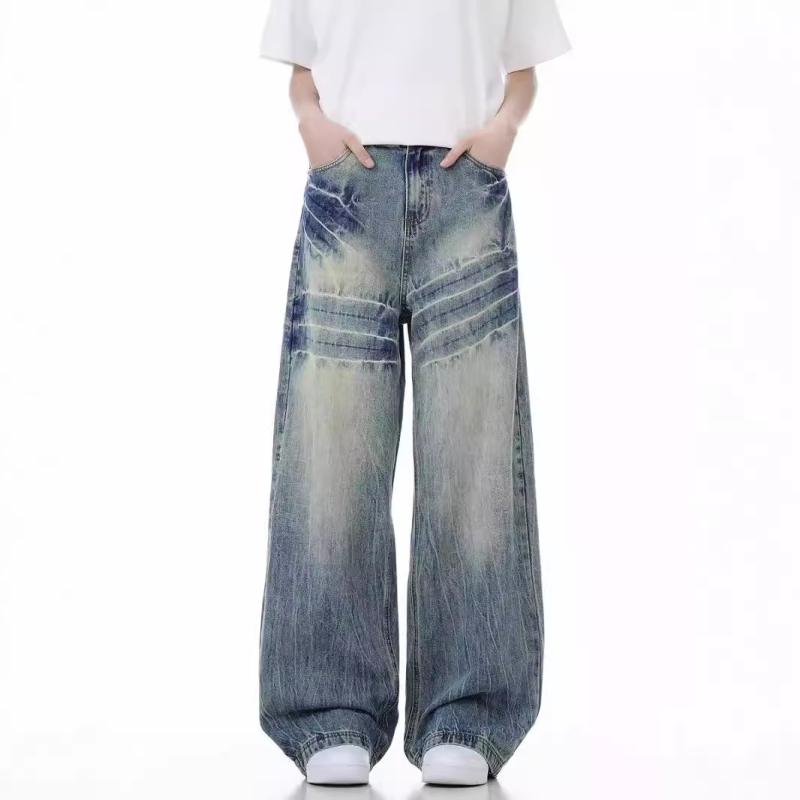 ・カテゴリ: デニムパンツ・スタイル: レジャー・: ベーシック・シルエット: ルーズ・丈: ロング・ウエスト位置: ミッド・フロント: ジップ・主な素材: コットン混紡・成分: ポリエステル・用途: デイリー・裾: ストレート・加工: ウ...