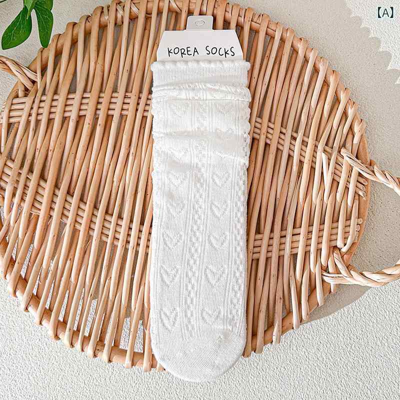 ・カテゴリ: 子供靴下・性別: 女の子・種類: 普通靴下・主な素材: コーマ綿80%・筒丈: 中筒・柄: ストライプ、単色、無地、ハート花紋、菱形紋レース縁、ドット花紋、菱形紋巻縁、麦穂紋、細ドット折紋、波浪紋・機能: 通気、吸汗・要素: ...