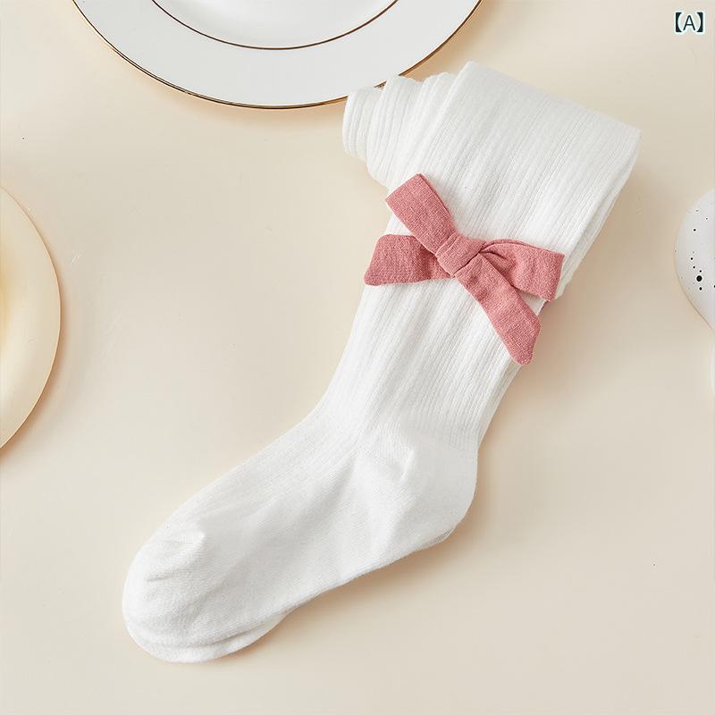 ・カテゴリ: 子供靴下・対象性別: 女子・種類: 連パンタイツ・主な素材: 綿78%・柄: 無地・装飾: 布製蝶結び・厚み: 薄手・筒丈: 連パン・機能: 通気性・技法: 提花・カラー展開: 白、ミルク杏、韓ピンク、オートミール肌、ライトグ...