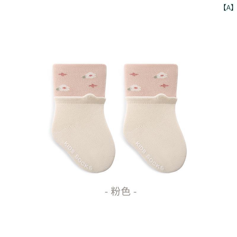 ・カテゴリ: 子供靴下・主な素材: 綿78%・性別: 男女共用・筒丈: 中筒・厚み: 中厚・柄: カートゥーン調・カラー展開: ピンク、黄色、青、緑、茶色・サイズ展開: XS(0-6ヶ月)、S(6-12ヶ月)、M(1-3歳)、L(3-5歳)