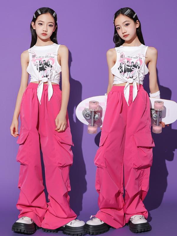 ・カテゴリ: 子供ダンス服・スタイル: カレッジ・適用性別: ユニセックス・適用ダンスタイプ: ストリートダンス・要素: セット・主な素材: 綿95%・適合季節: オールシーズン・カラー展開: トップス+ローズレッド長ズボン,トップス+ロー...