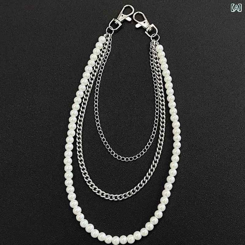 ・カテゴリ: 腰チェーン・対象性別: 男女兼用・対象年齢: 青年・素材: 金属・スタイル: ヒップホップ・カラー: 白、多層パール・: 多圈・長さ: 60cm以下・重量: 約65g・留め具: ロブスターバックル