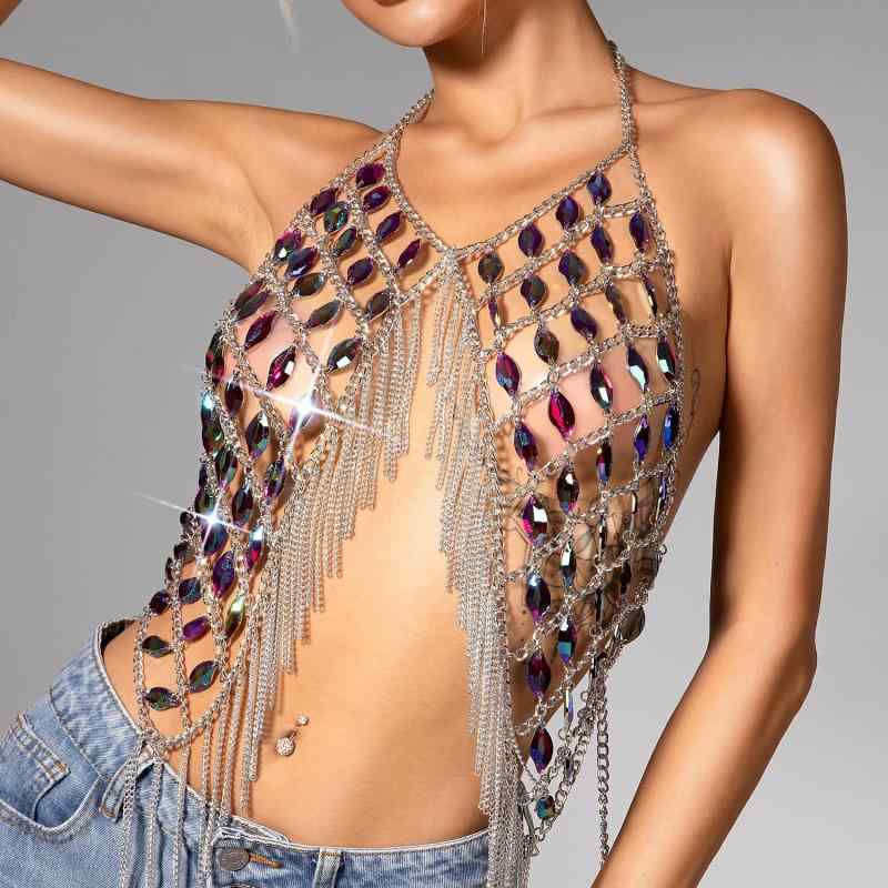 ・カテゴリ: ボディチェーン・タイプ: チェストチェーン・対象: 女性・素材: 水晶・スタイル: 欧米・: 幾何型・水晶の種類: 白水晶・カラー: マルチカラー・加工: 水晶镶嵌・フレーム素材: 合金・宝石: 人工宝石/半宝石