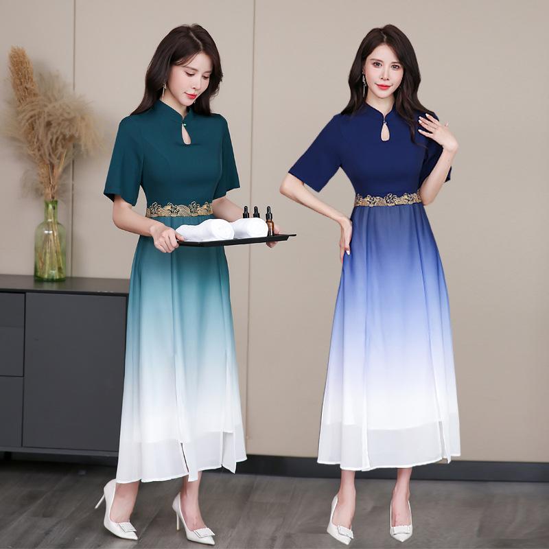 ・カテゴリ: ホテル制服・対象: 女性・機能: 吸湿排汗・主な素材: ポリエステル・カラー展開: 墨緑、ネイビー・サイズ展開: S、M、L、XL、XXL、XXXL、XXXXL、XXXXXL・スタイル: セットアップ