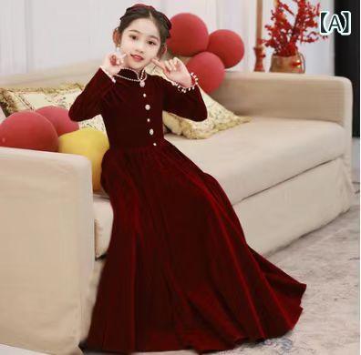 ・カテゴリ: キッズドレス・対象: 女の子・年齢: 8歳以上・スタイル: 中国風・要素: プリンセス・主な素材: 化学繊維混紡・主素材成分: ポリエステル50%・裏地成分: ポリエステル40%・カラー展開: ワインレッド・サイズ展開: 11...
