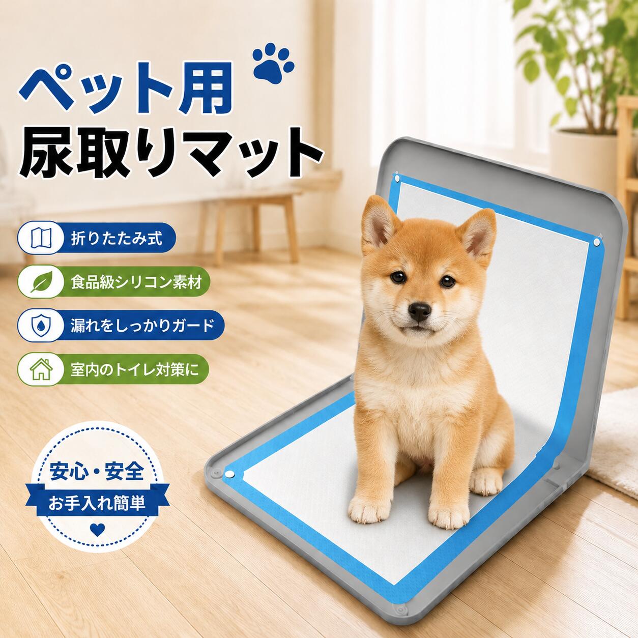 商品の特徴 【滑り止め吸盤設計でズレにくい！おしゃれなペットマット】 ◎折りたたみ式で省スペース収納使わない時はサッと折りたたんでコンパクトに収納可能。お部屋のスペースを圧迫しにくく、リビングや寝室、ペット用スペースにもすっきり設置できます...