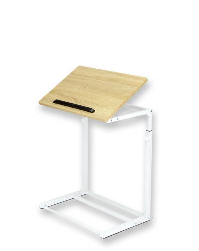 配送区分：MサイズAK2011Y【新品/取寄品/代引不可】サイドテーブル 角度・高さ調整つき ホワイト MDK55W※ご注文手続き後、当店より発送予定日または取寄商品の在庫有無・納期を記載したご注文確認メールをお送りいたしますので必ずご確認...