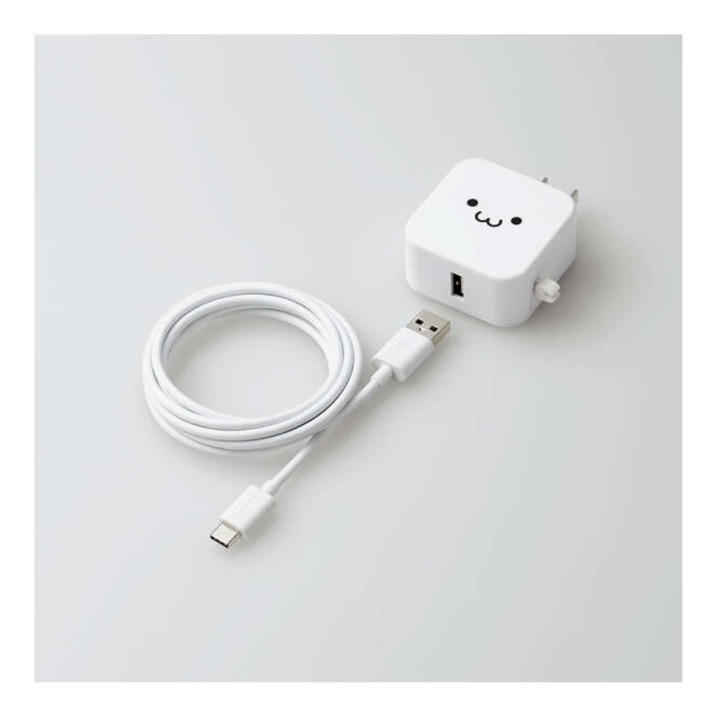 配送区分：SSサイズEL111E7【新品/取寄品/代引不可】AC充電器/スマホ・タブレット用/2.4A出力/Type-C/USB-C/ケーブル同梱/1.5m/USB-Aメス1ポート/おまかせ充電搭載/ホワイトフェイス MPA-ACC23WF...